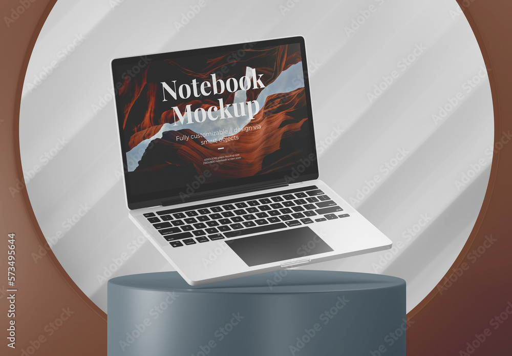 Floating Realistic Notebook Mockup Front View Stock Template | Adobe Stock