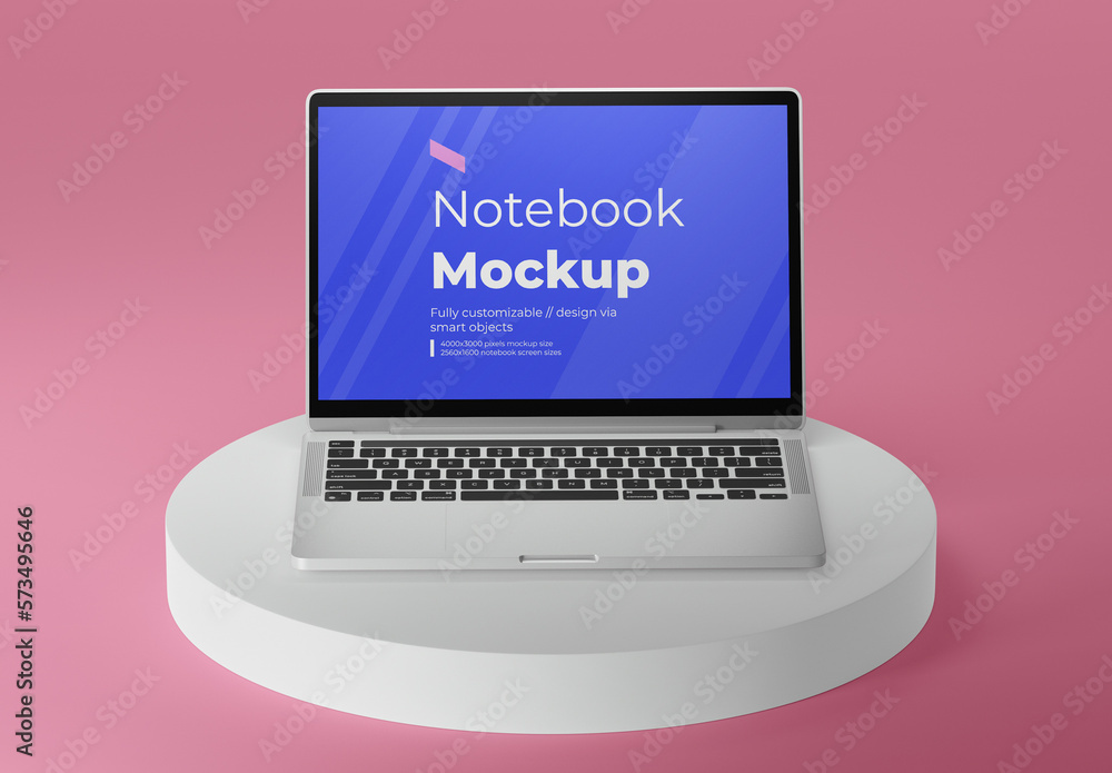 Modern Notebook Mockup Front View Stock Template | Adobe Stock