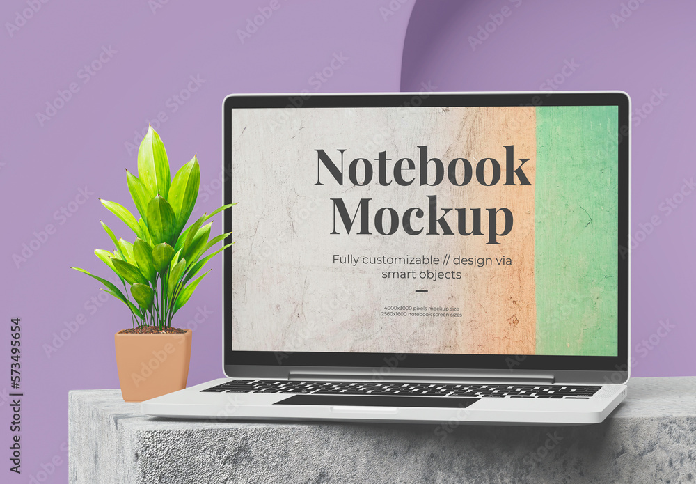Modern Smart Device Notebook Mockup Front View Stock Template | Adobe Stock