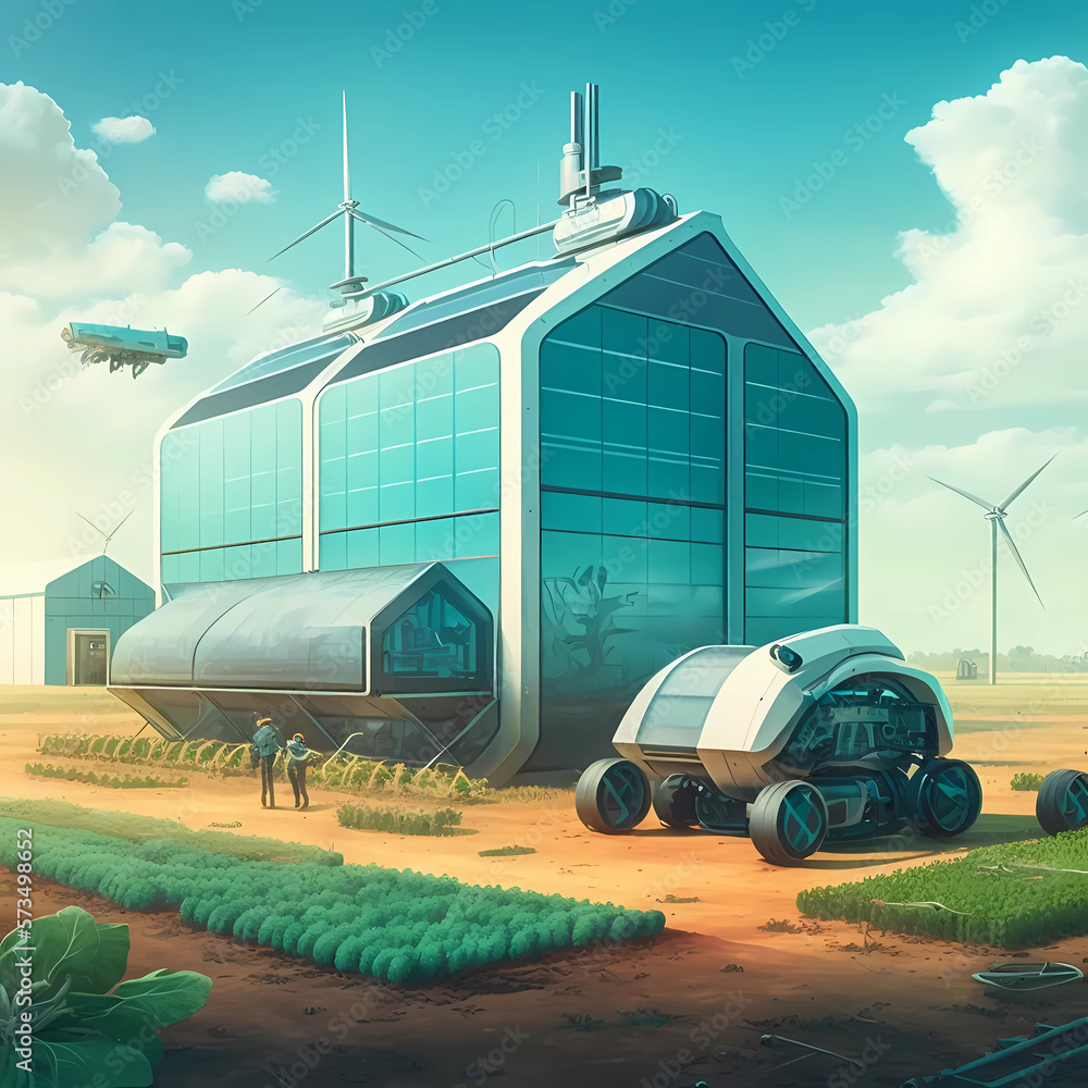 Futuristic farming automation, modern agriculture, field farming ...