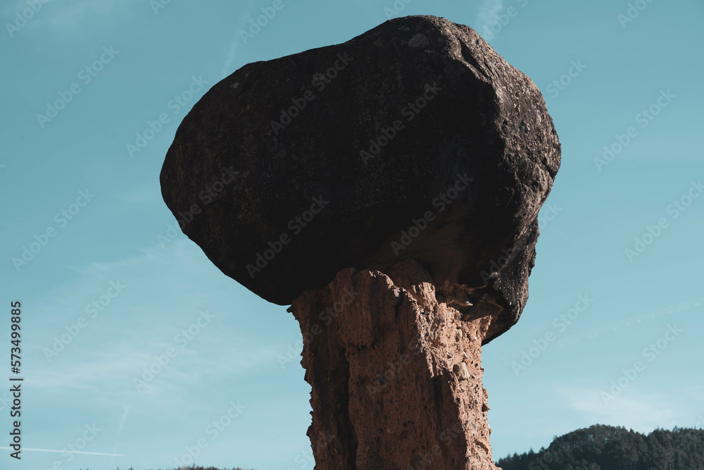 Huge rock supported by the tallest earth column in the world. Earth ...