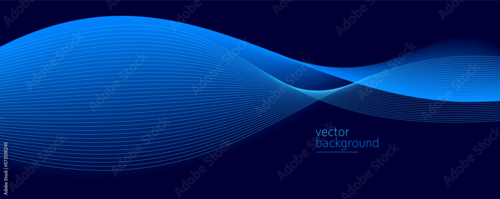 Curve shape flow vector abstract background in dark blue gradient ...