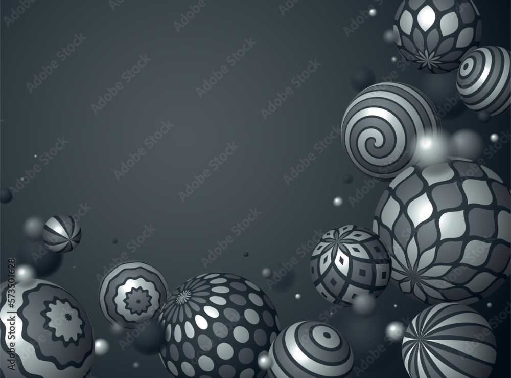 Vektorová grafika „Realistic decorated metallic spheres vector ...