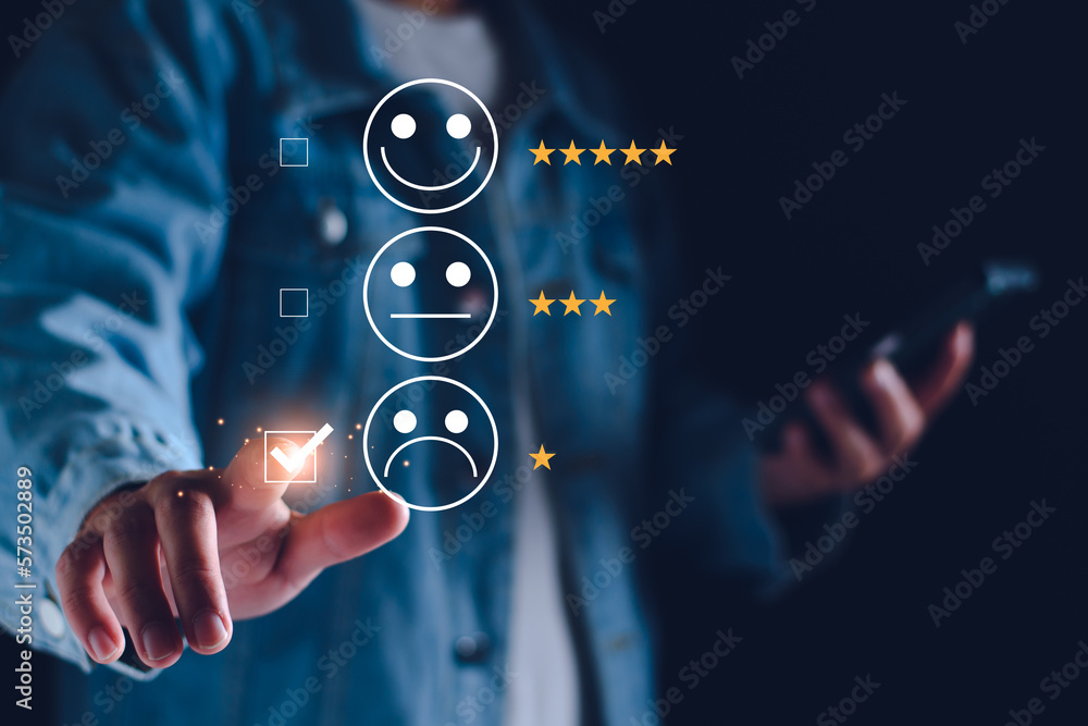 Bad service concept. Customer rating low satisfaction, unhappy customer ...