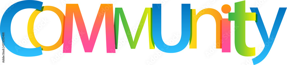 COMMUNITY colorful typography banner on transparent background Stock ...
