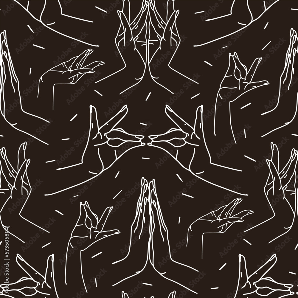 The pattern is different traditional hand signs of a dancing woman ...