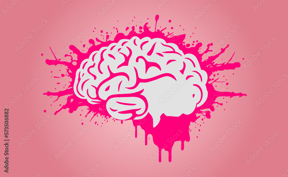 Brain spray-painted with smudges. Human brain isolated vector ...