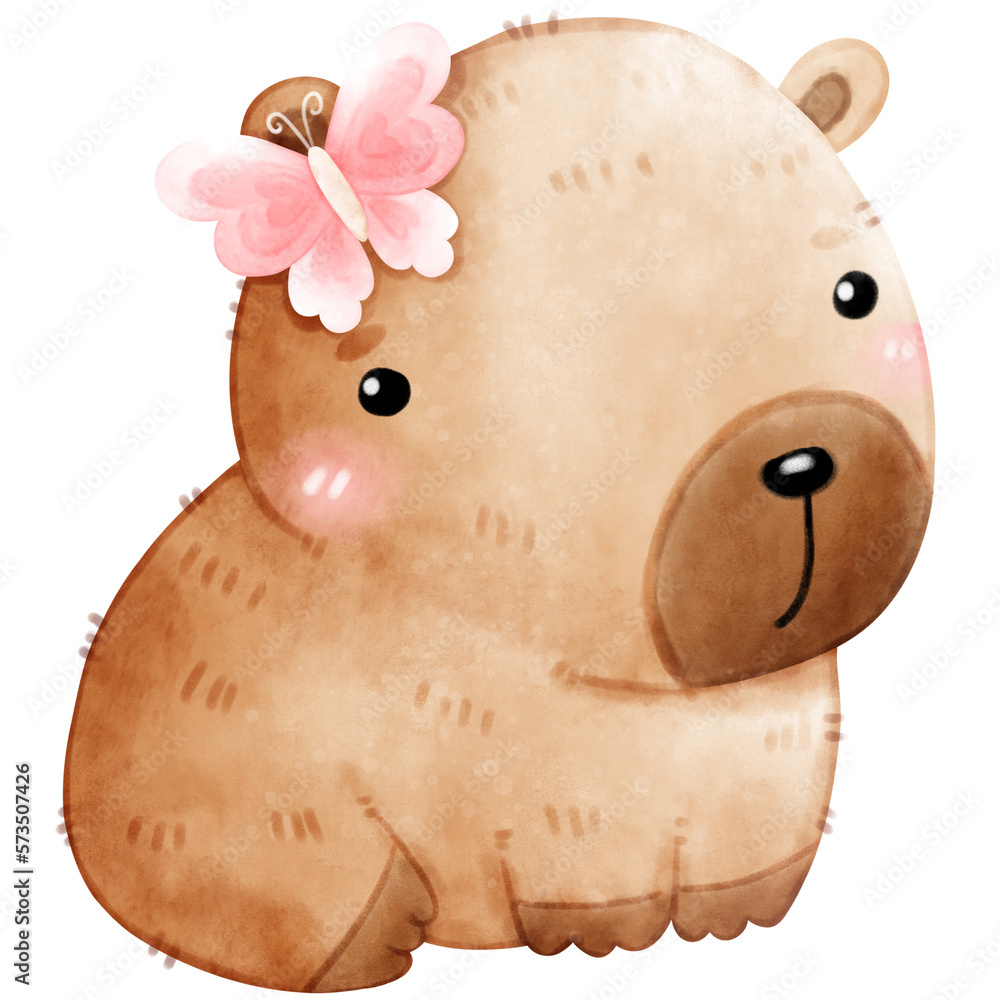 Cute capybara, capybara illustration, Watercolor capybara, happy ...