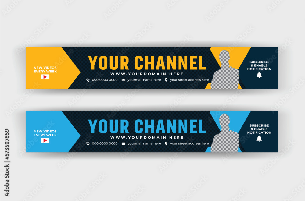 Creative YouTube Channel Art Banner Design and Vector illustration ...