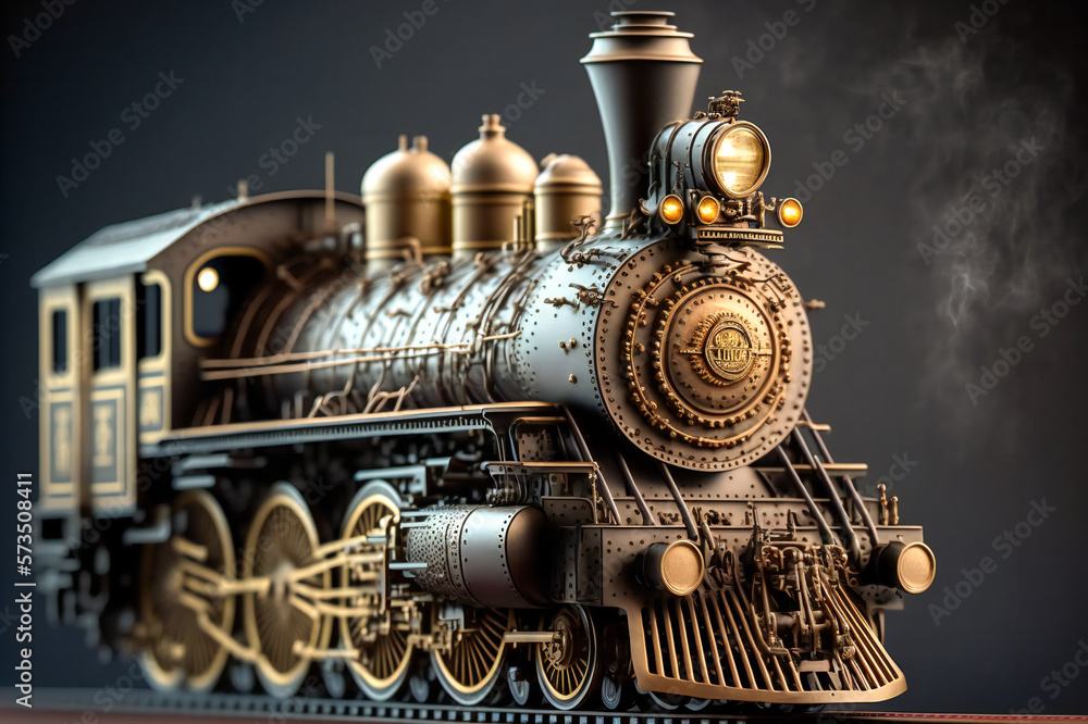 Model steam locomotive. Fictional. Created with Generative AI ...