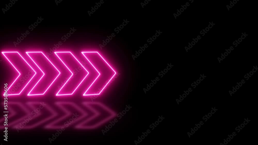Glowing Neon Arrow Direction On Black Background, Neon Arrow Sign Animation, Futuristic Glowing ...