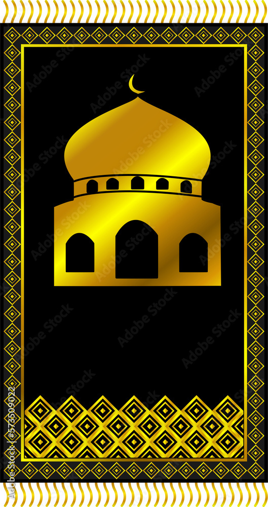 Prayer rug with mosque icon symbol logo, sajadah for moslem prayer ...