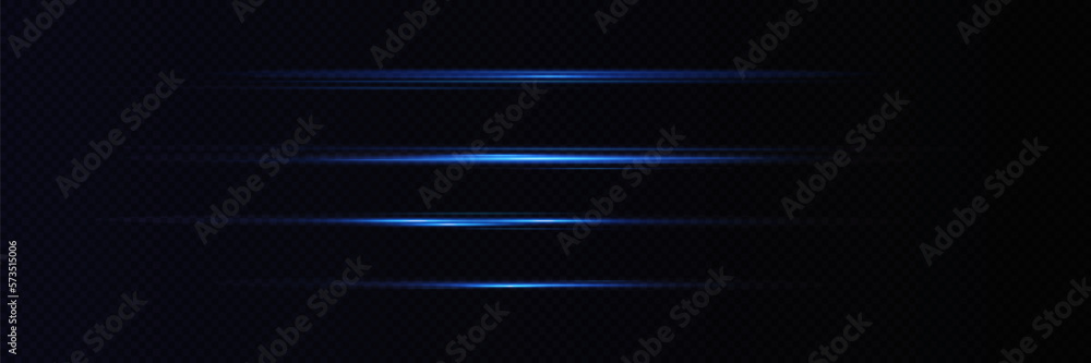 Motion light effect for banners. Blue lines. The effect of speed on a ...
