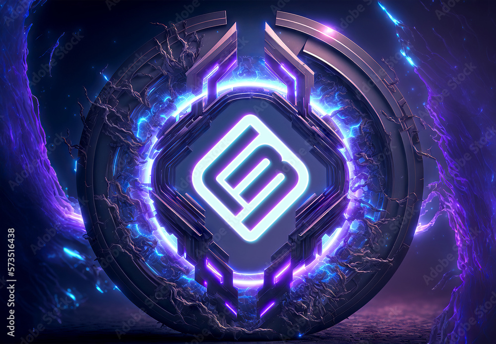 Tech Logo Mockup in a Glowing Digital Hud. Generative Ai Stock Template ...
