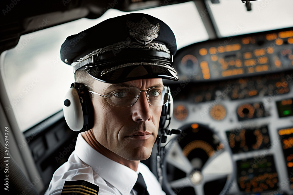 Stockillustratie commercial pilot | In the cockpit of a modern ...
