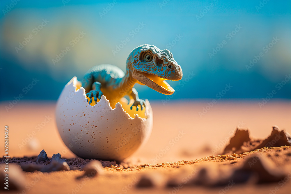 A cute baby dinosaur comes out of its shell, a moving and impressive ...