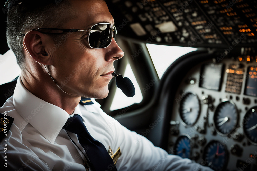 commercial pilot | In the cockpit of a modern commercial airliner, a ...