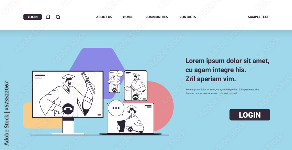 graduated students discussing during video call graduates celebrating ...