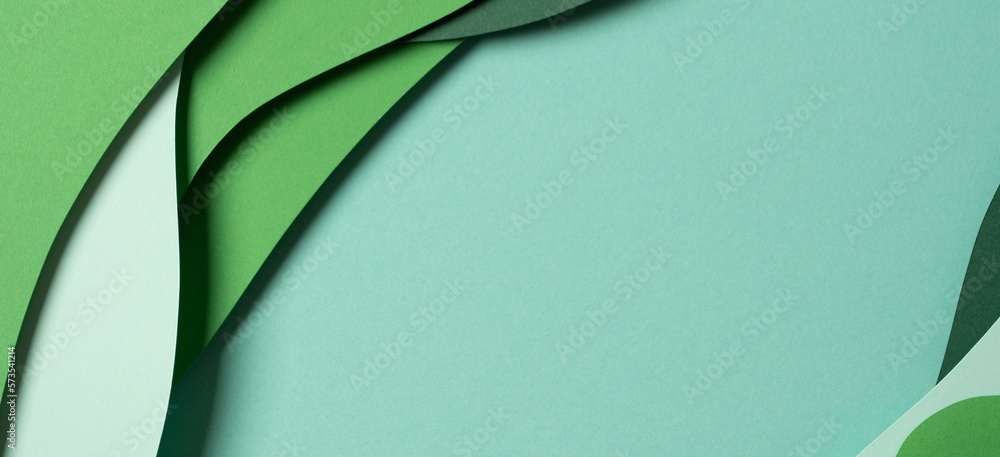 Abstract green color paper texture background. Minimal paper cut style ...