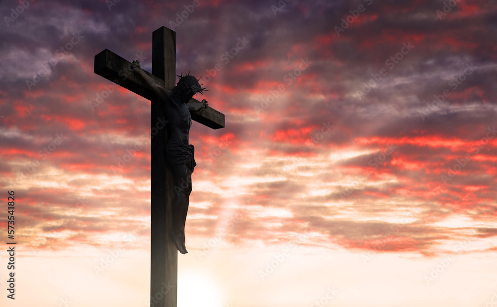 Crucified Christ hangs on the cross Stock Photo | Adobe Stock