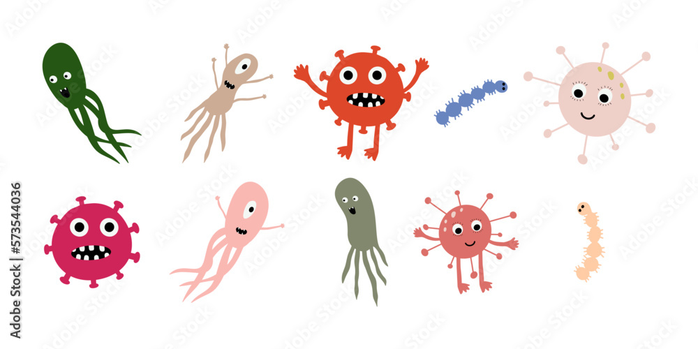 Cute Microorganism isolated on white background. Infectious germ ...