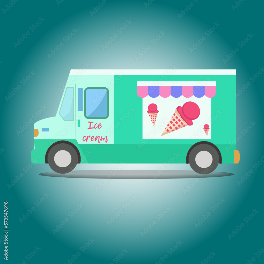 Vector illustration of cartoon ice cream truck Stock Vector | Adobe Stock