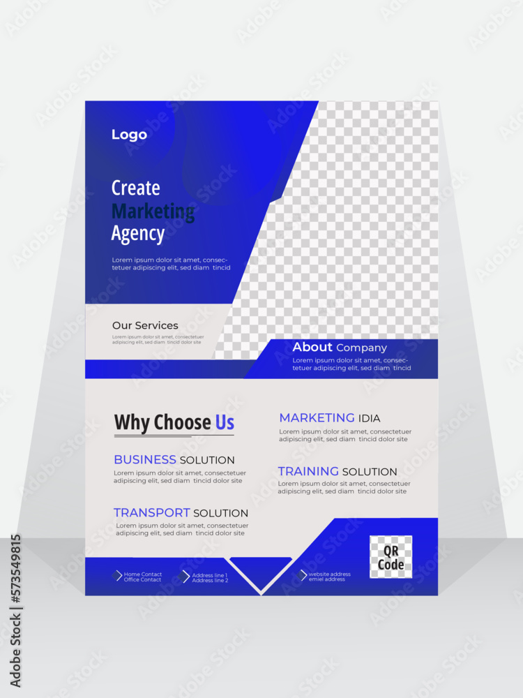 A4 flyer template, modern template, blue color, and modern design ...