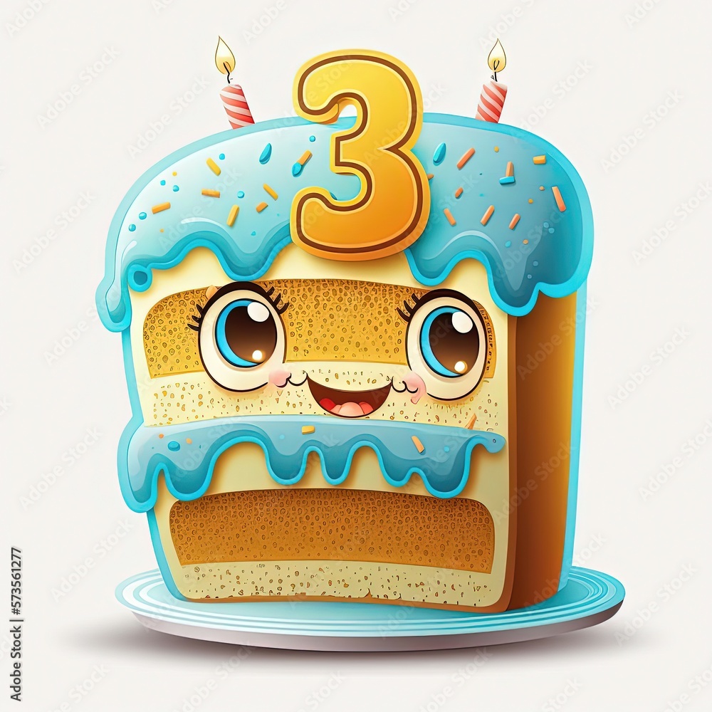 celebrate your third year birthday party with delicious cartoon cake ...