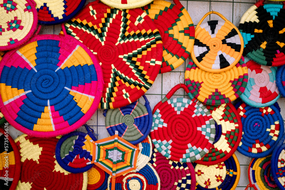 Colorful Handmade Fabrics. Variety of Traditional Egyptian Souvenir ...