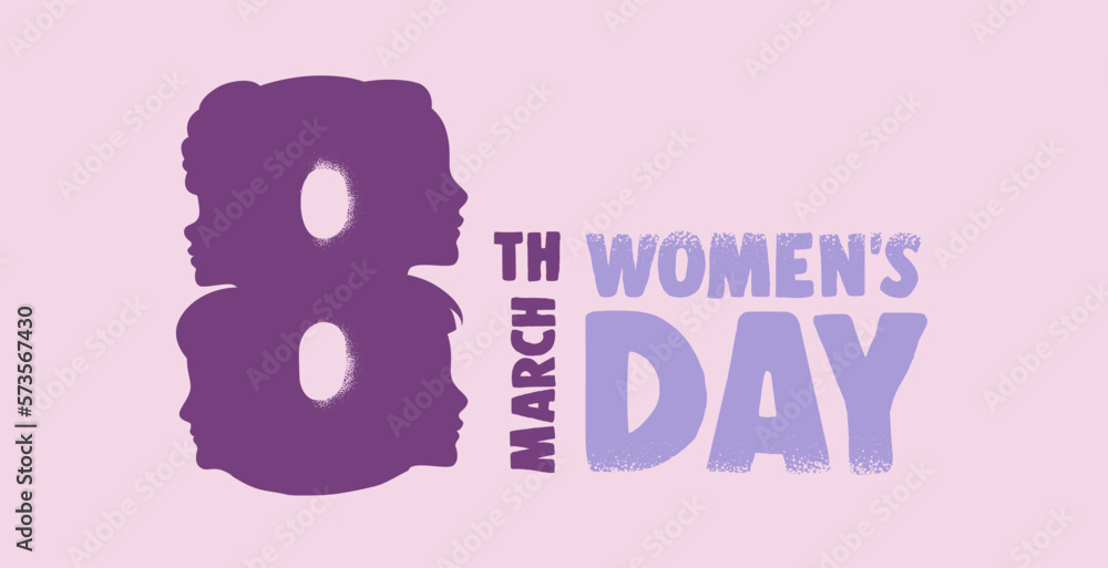 International Women's Day profile woman 8 march text card Stock Vector ...