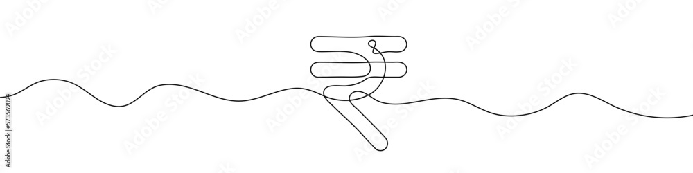 Continuous line drawing of Rupee currency symbol. Line art of Indian ...