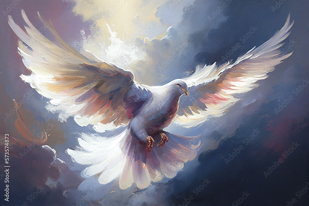 White dove flying painting - a symbol of peace and hope created with ...
