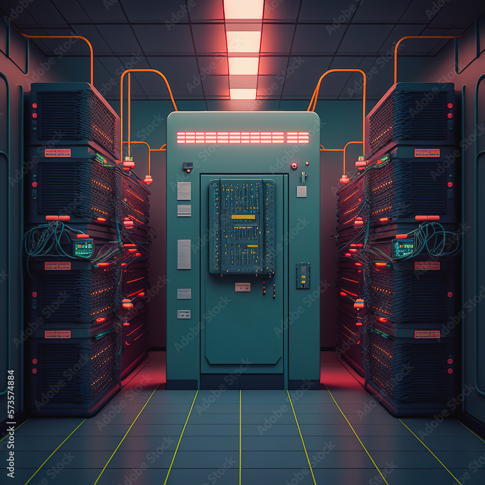 Generative AI illustration of data server room Stock Illustration ...