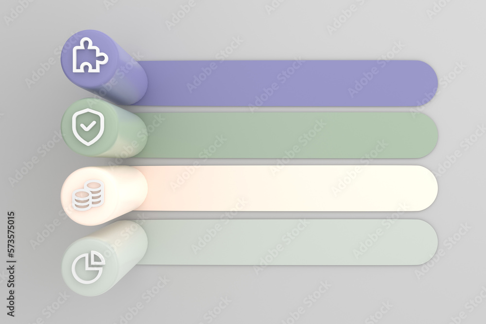 Perspective Infographic Pillars with shadows. Presentation template. 5 ...