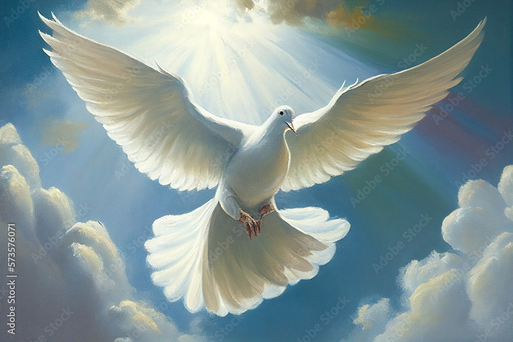 White dove flying painting - a symbol of peace and hope created with ...