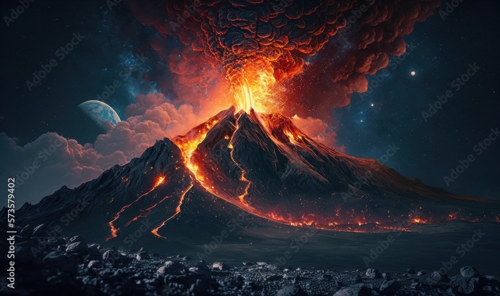 Experience the Breathtaking Power of a Volcanic Eruption. Generative ai ...