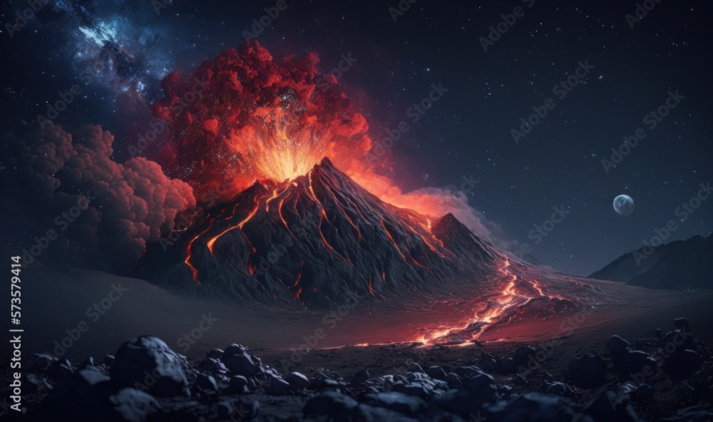 Experience the Breathtaking Power of a Volcanic Eruption. Generative ai ...