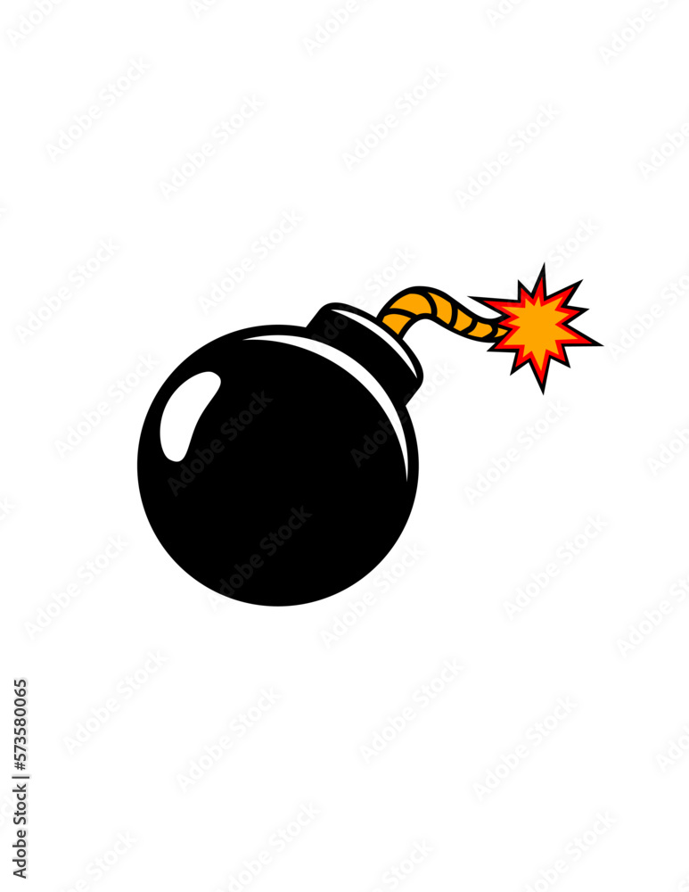 Cartoon Bomb with a Burning Wick Fuse Stock Vector | Adobe Stock