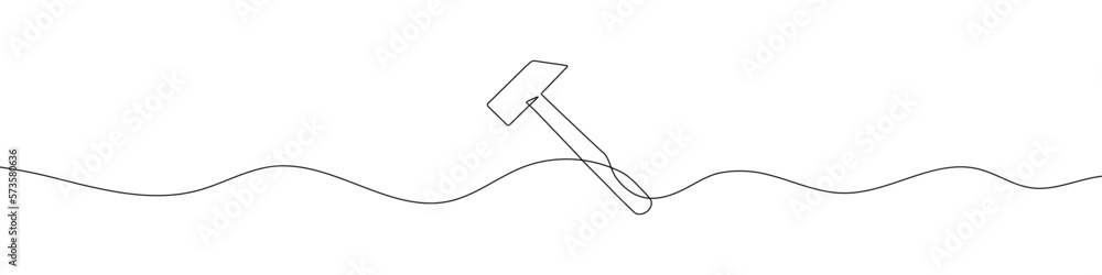 Continuous linear drawing of hammer. Single line drawing of hammer ...