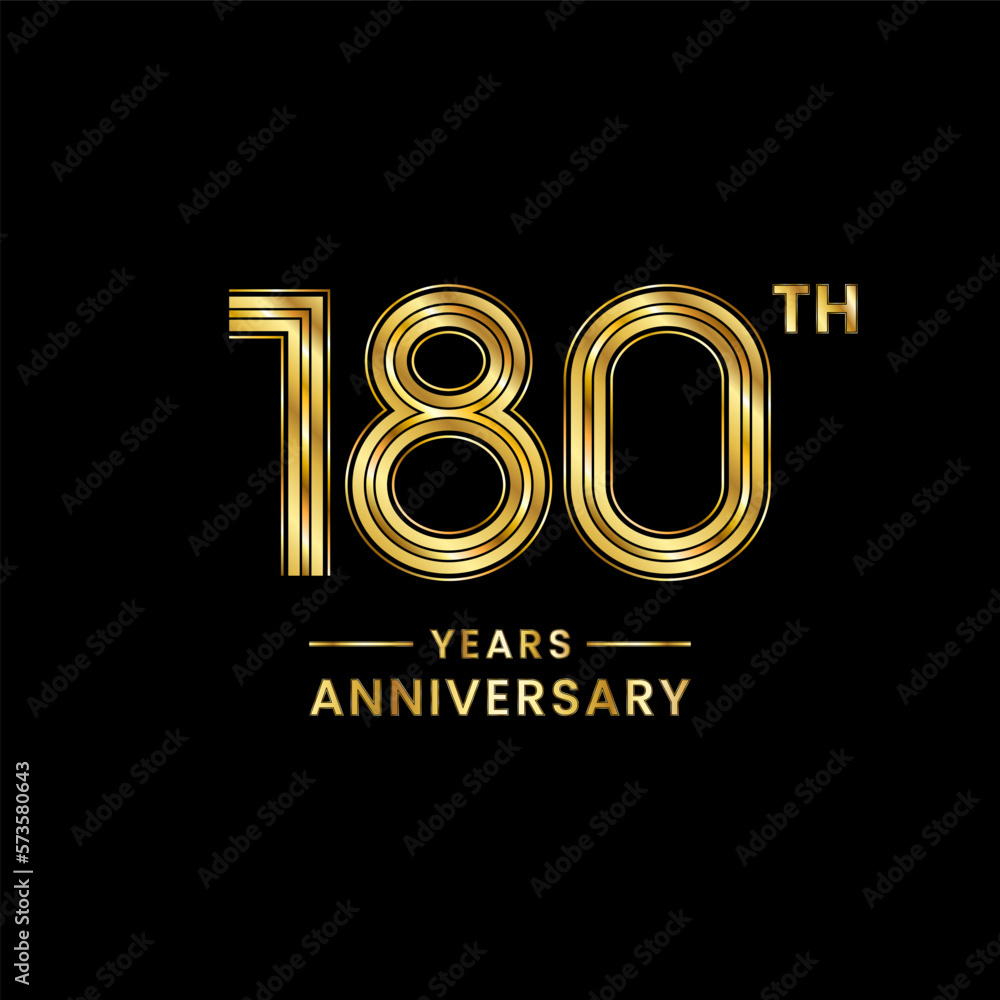 Vetor de 180th Anniversary. Anniversary logo design with golden numbers ...