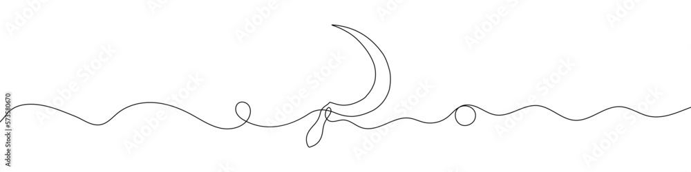 Continuous linear drawing of sickle. Single line drawing of sickle ...