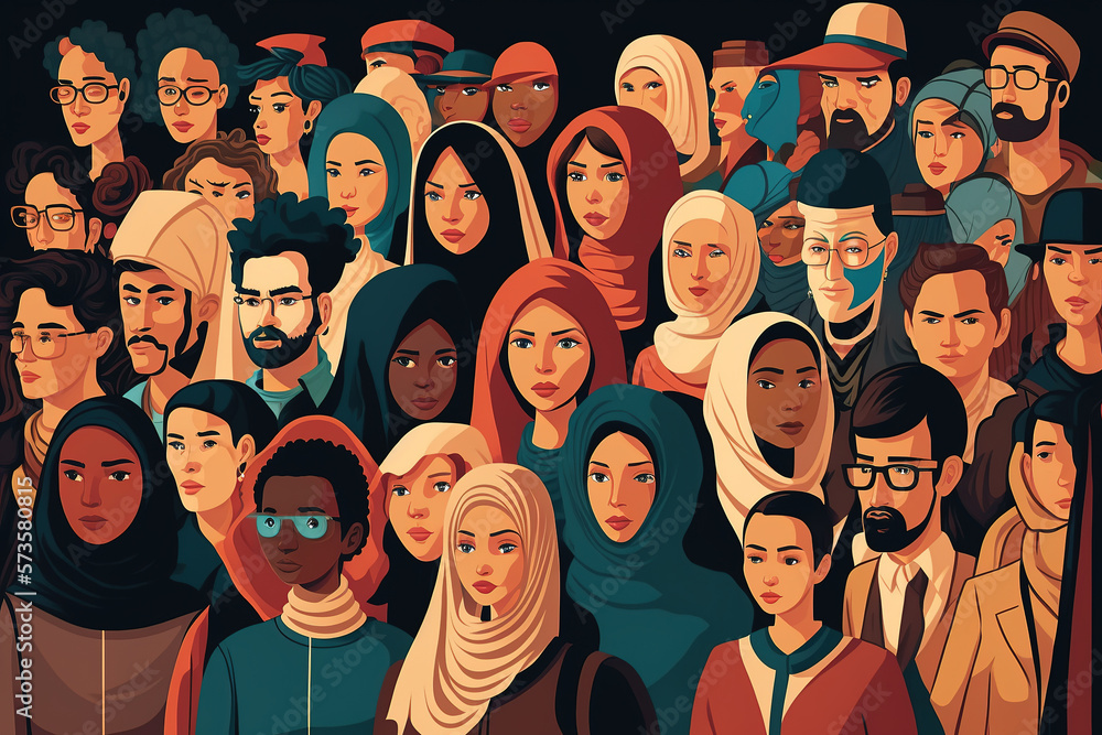 International group of people of different ages, nationalities and ...