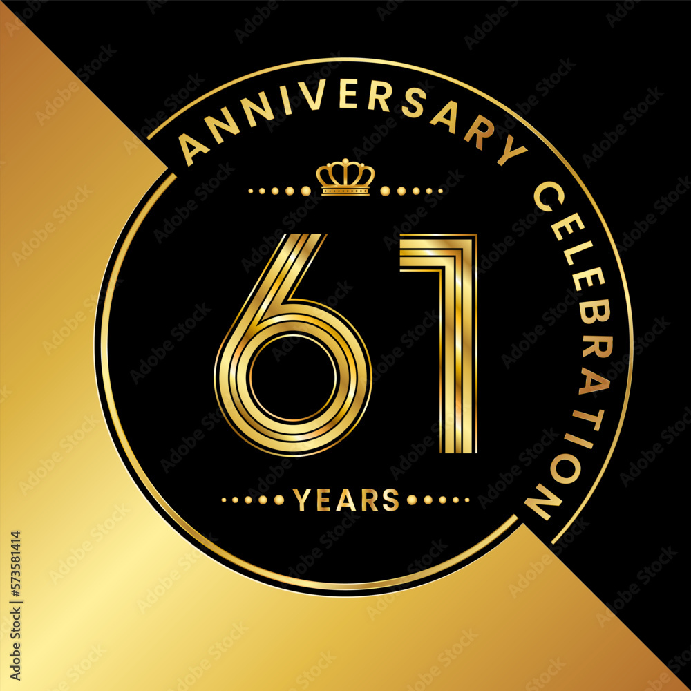 61th Anniversary logo design with golden number and text for ...
