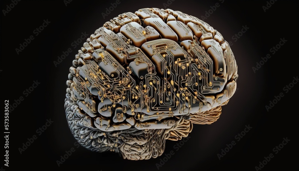 Smart Robotic Style Artificial Intelligence Brain Illustration, with ...