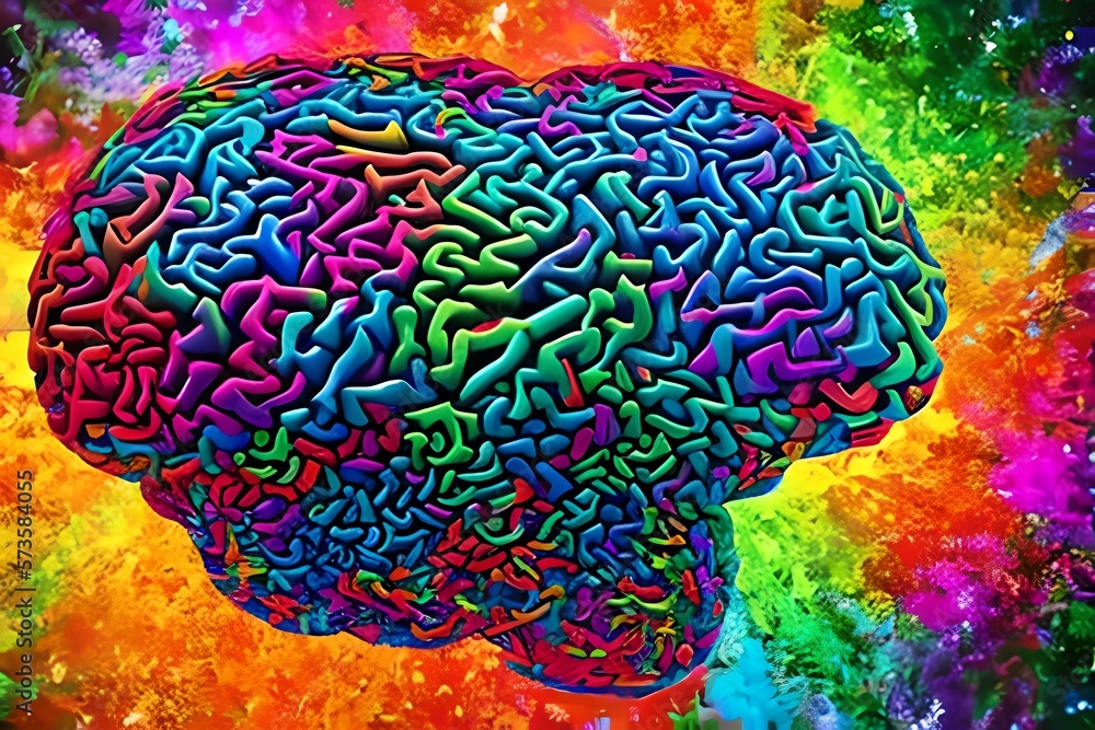 Colorful Puzzle Brain. Neurodiversity Concept. Generative AI Stock ...