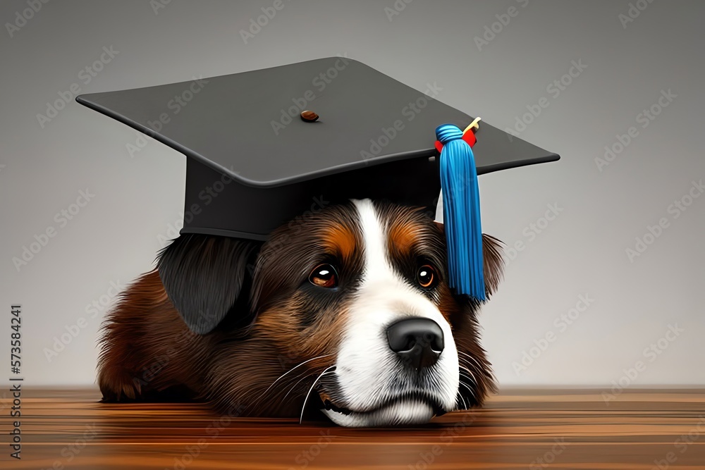 Cute Dog With A Graduation Cap. Graduation Concept. Generative AI Stock ...