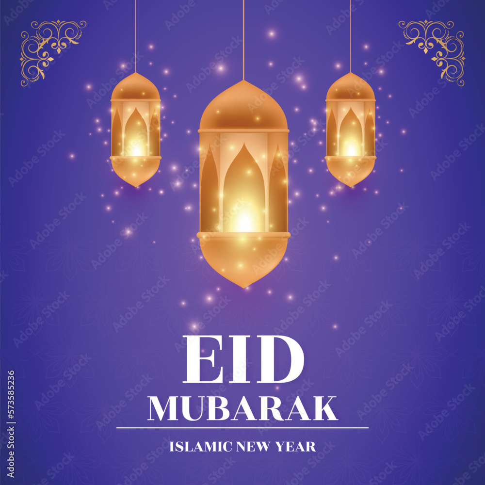 Eid Mubarak vector illustration with luxury design. gradient eid ...