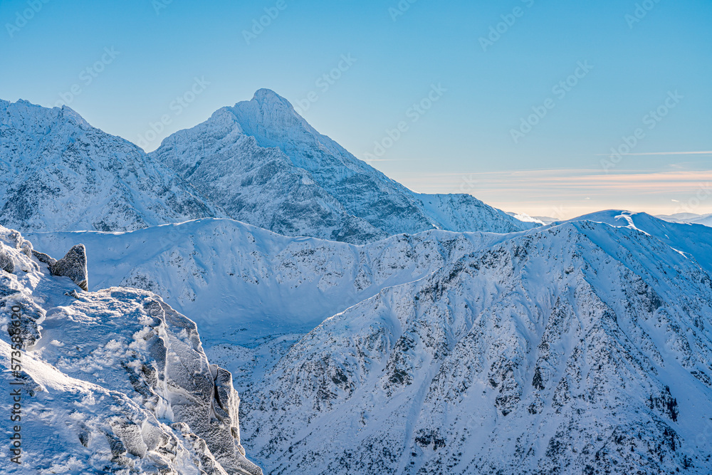 Poland 2022. Beautiful view on the snow Tatry. Zakopane, Giewont ...