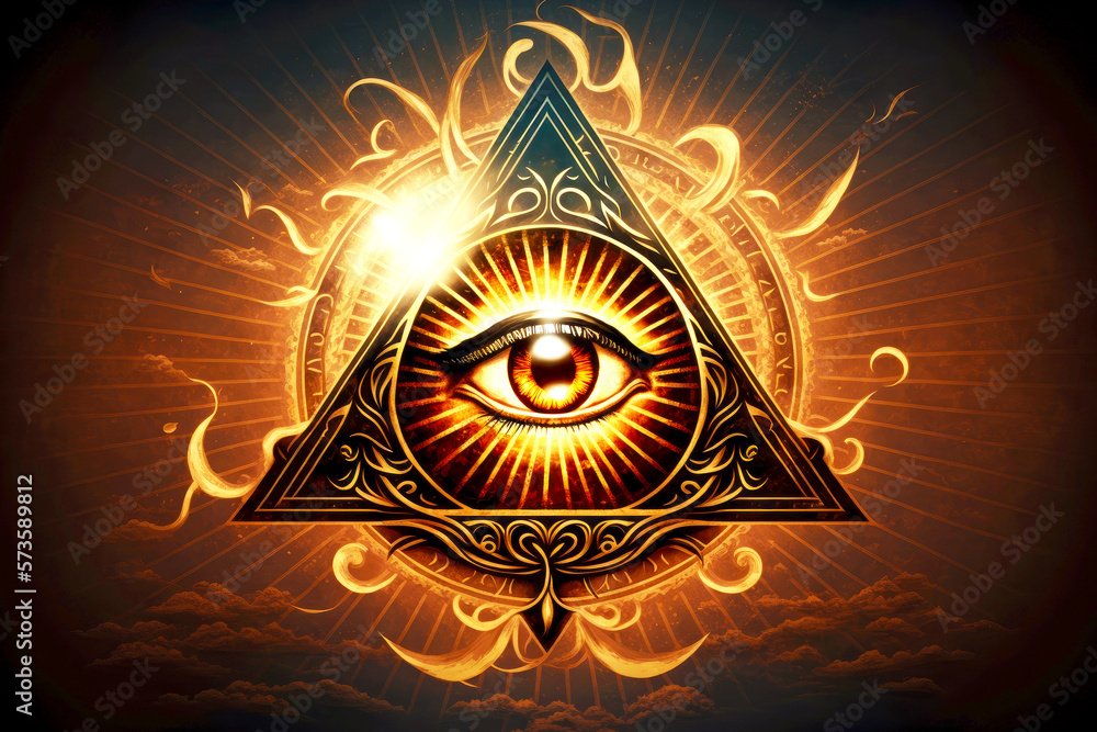 revelation of secrets and mystical all-seeing eye with rays, generative ...