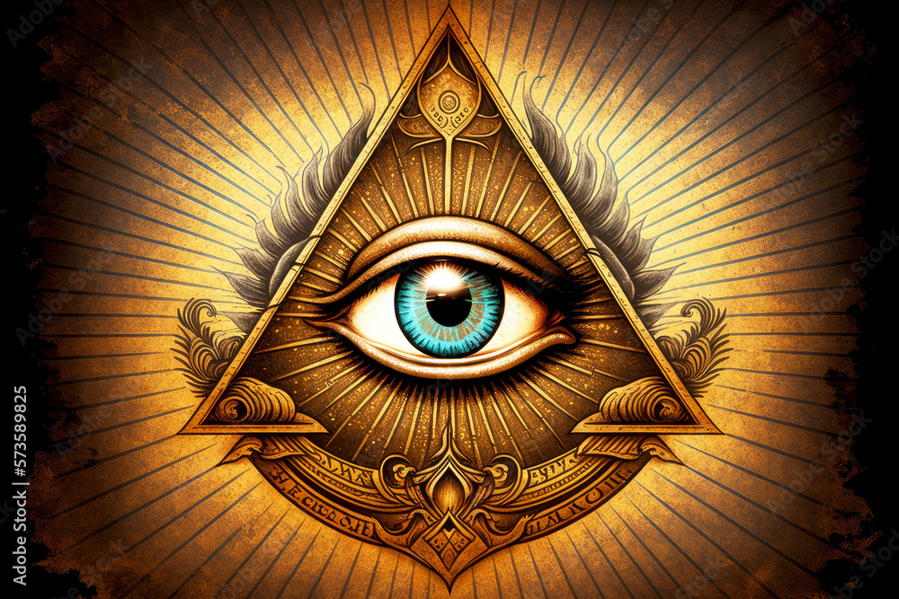 revelation of secrets and mystical all-seeing eye with rays, generative ...